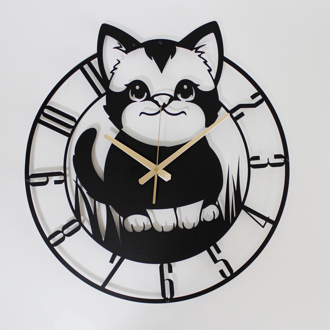 Kit Cat Clock, Metal Cat Wall Art, Unique Modern Clock, Cat Decor, Cute ...