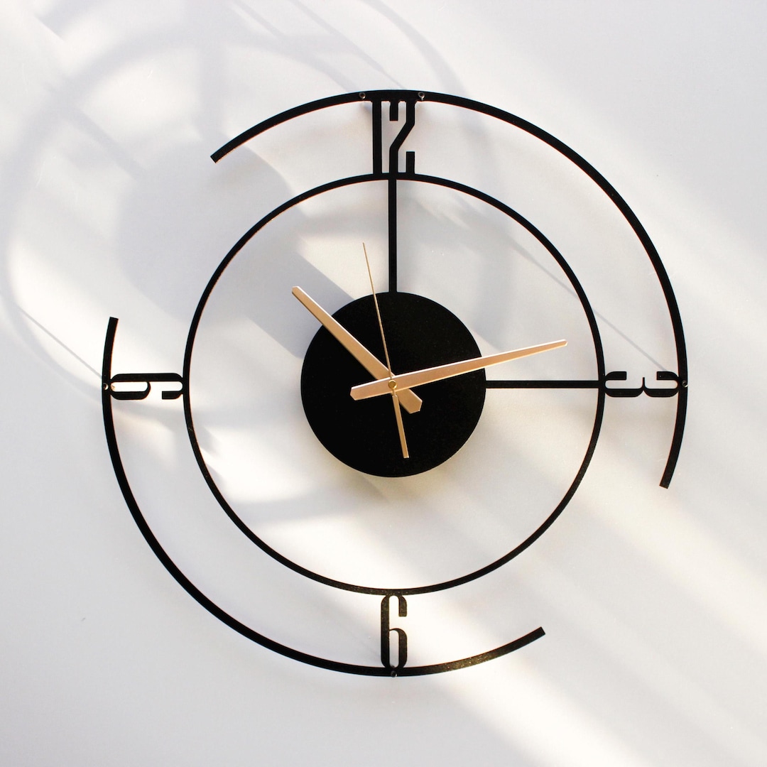Unique Modern Metal Wall Clock, Minimalist Wall Clock, Large Silent ...