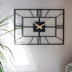 Rectangle Wall Clock, Oversized Silent Metal Wall Clock, Mantel Clock ...