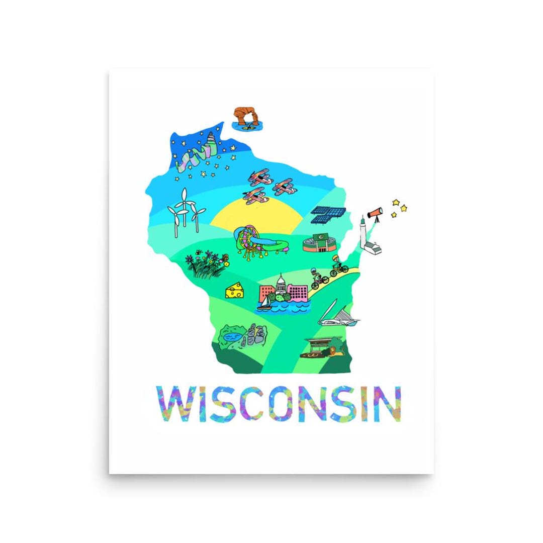 Wisconsin State Poster - Etsy