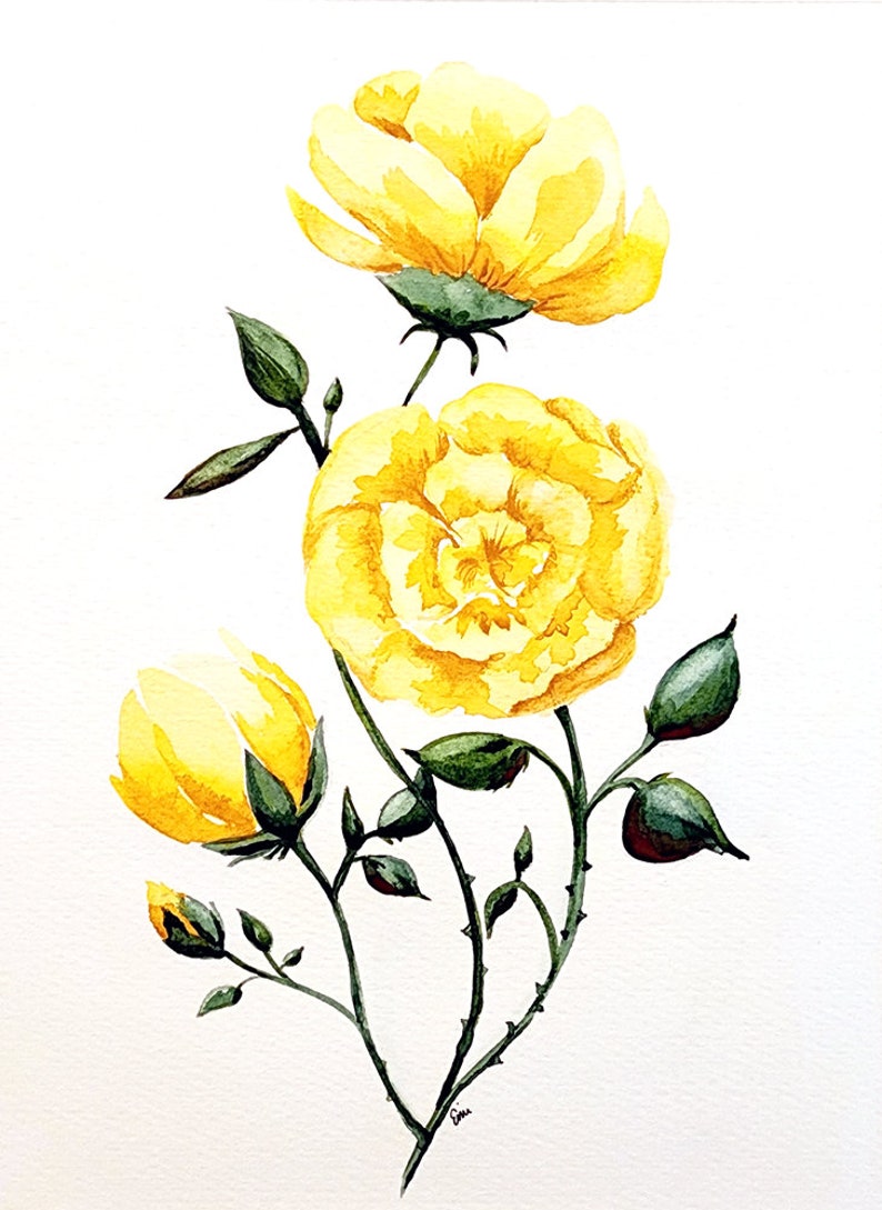 Yellow Roses | Premium Watercolor Art Print - Etsy