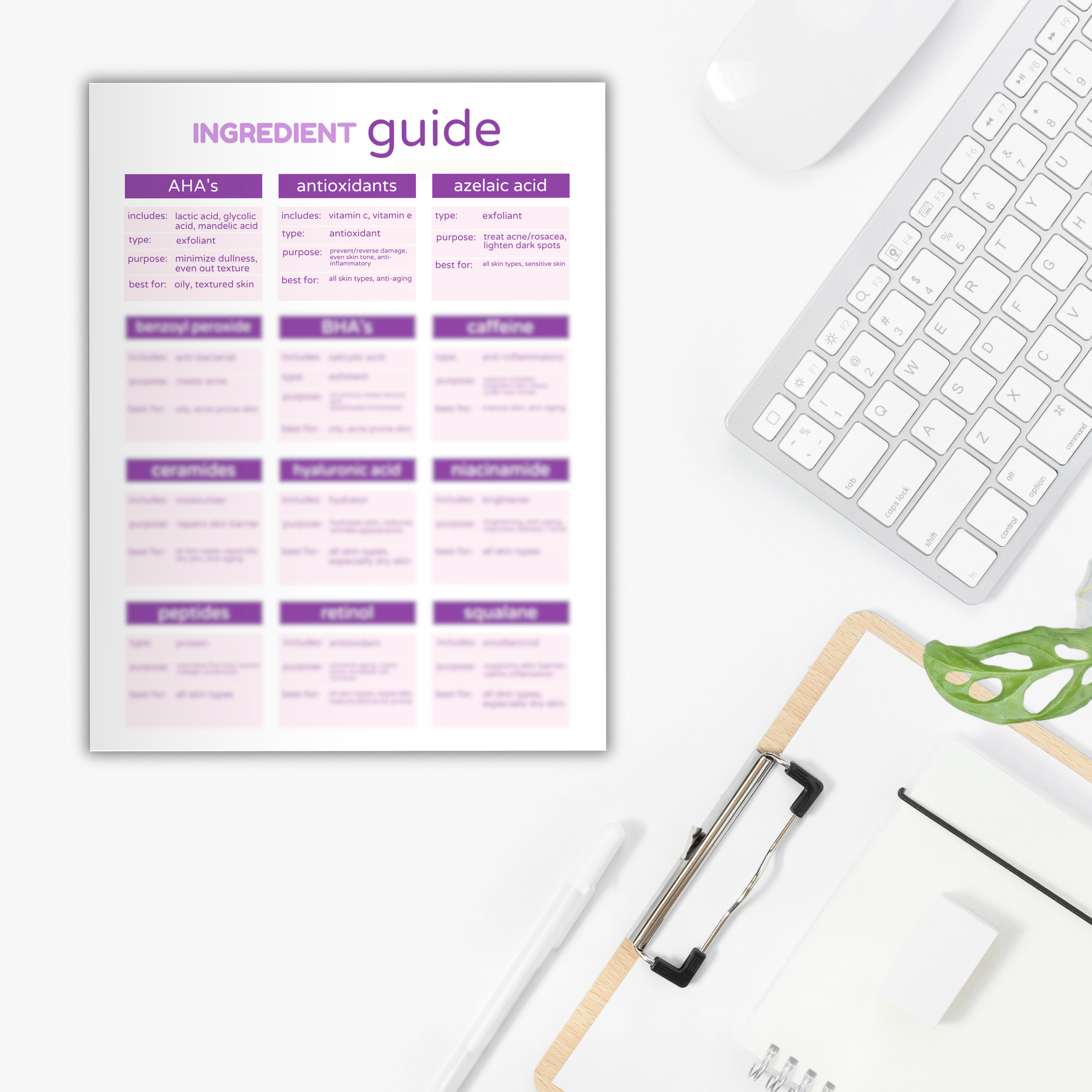Downloadable Skincare Ingredient Guide | Digital Printable PDF ...