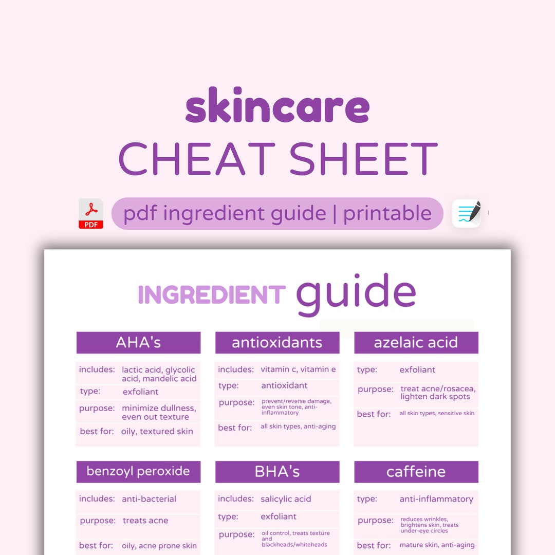 Downloadable Skincare Ingredient Guide | Digital Printable PDF | Skincare Tracker | Skincare ...