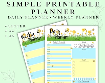 Spring Printable Planner Bundle, Daily Planner, Weekly Planner, Planner ...