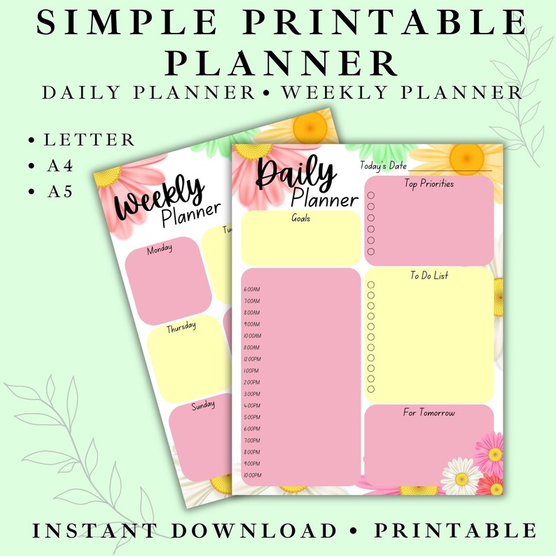 Spring Printable Planner Bundle, Daily & Weekly (digital Download) - Etsy