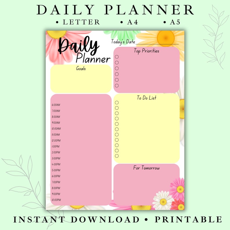 Spring Printable Planner Bundle, Daily Planner, Weekly Planner, Planner ...