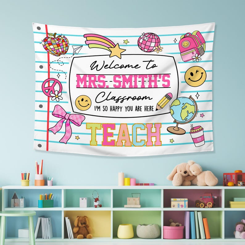 Classroom Decor, Custom Composition Notebook Welcome Teachers Name ...