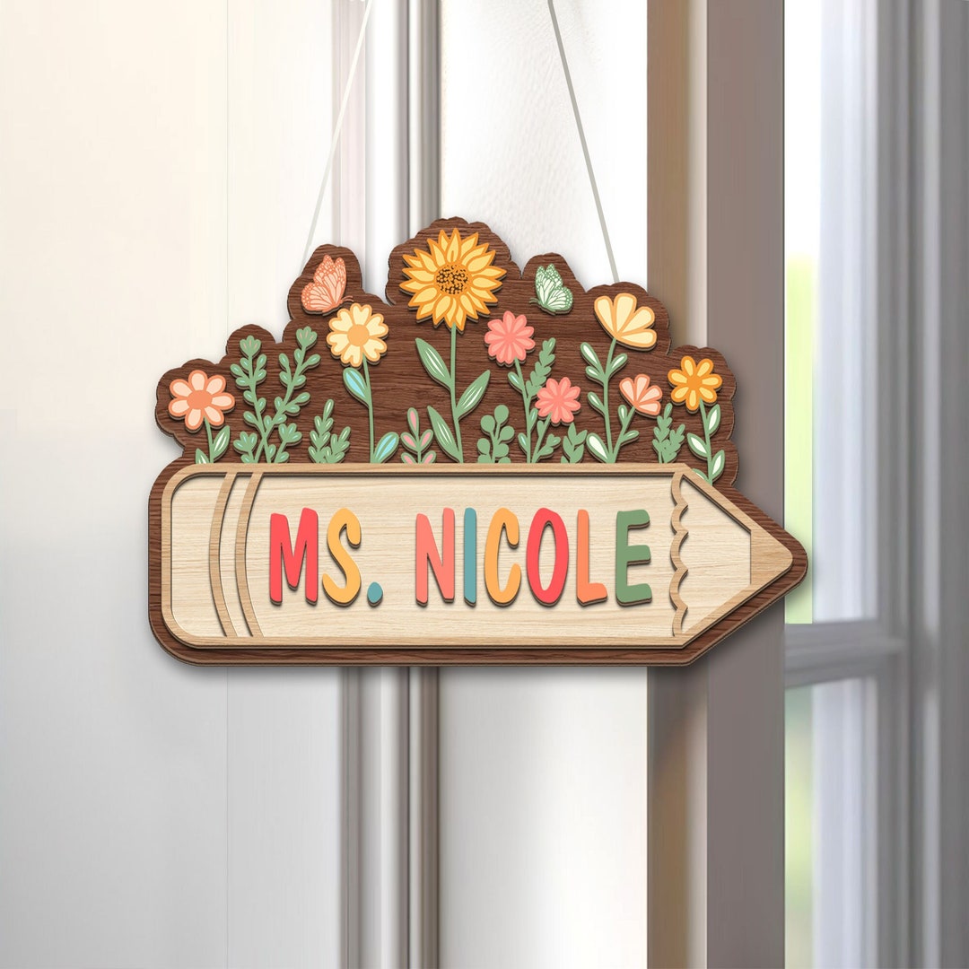 Personalized Teacher 3D Door Sign, Teacher Name Sign for Classroom ...
