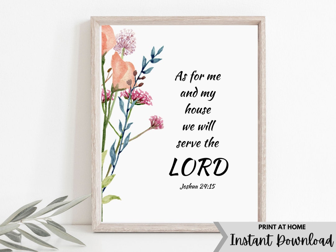 Joshua 24 15, as for Me and My House Printable, Christian Watercolor ...