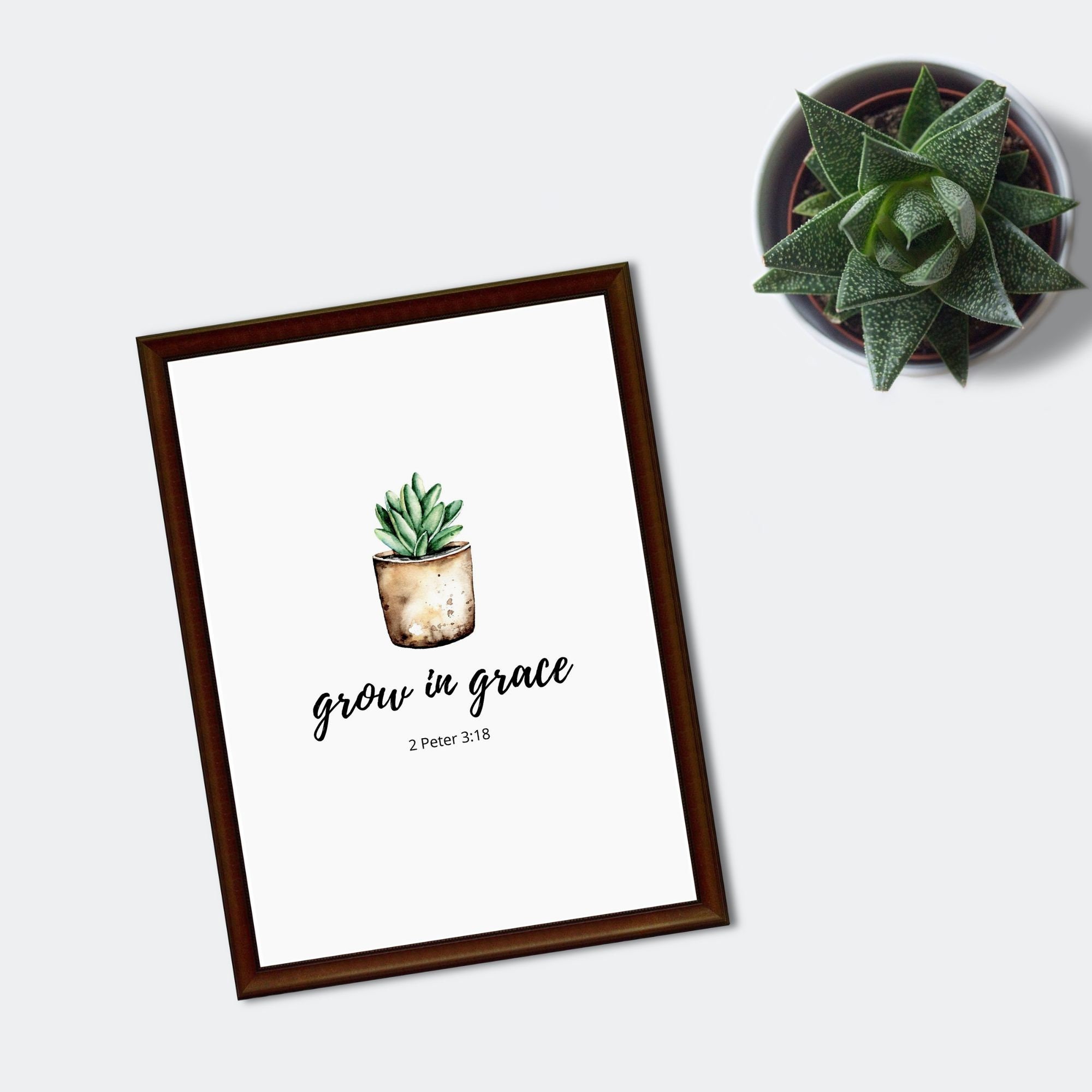 2 Peter 3:18 Succulent Printable, Grow in Grace Printable Bible Verse ...
