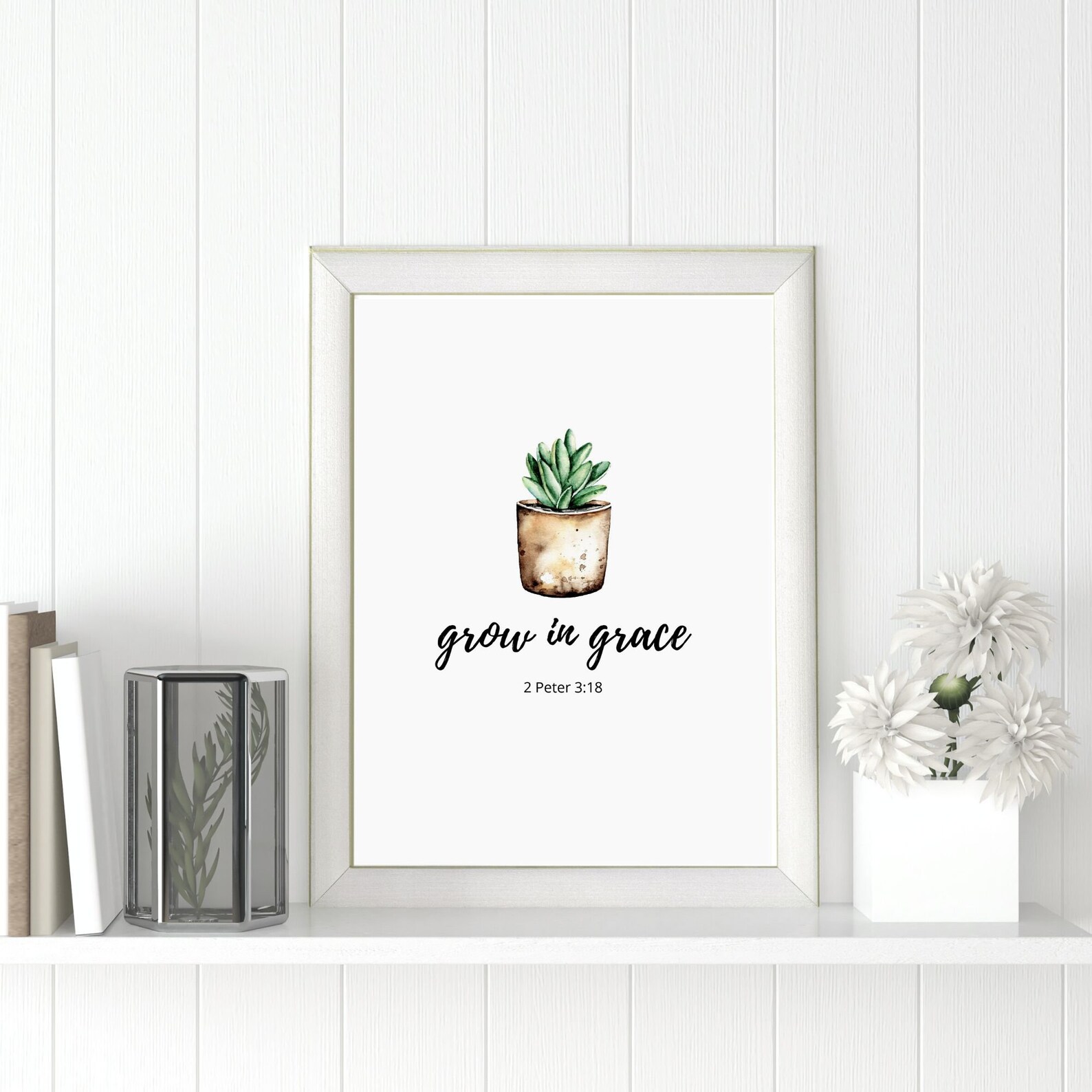 2 Peter 3:18 Succulent Printable, Grow in Grace Printable Bible Verse ...