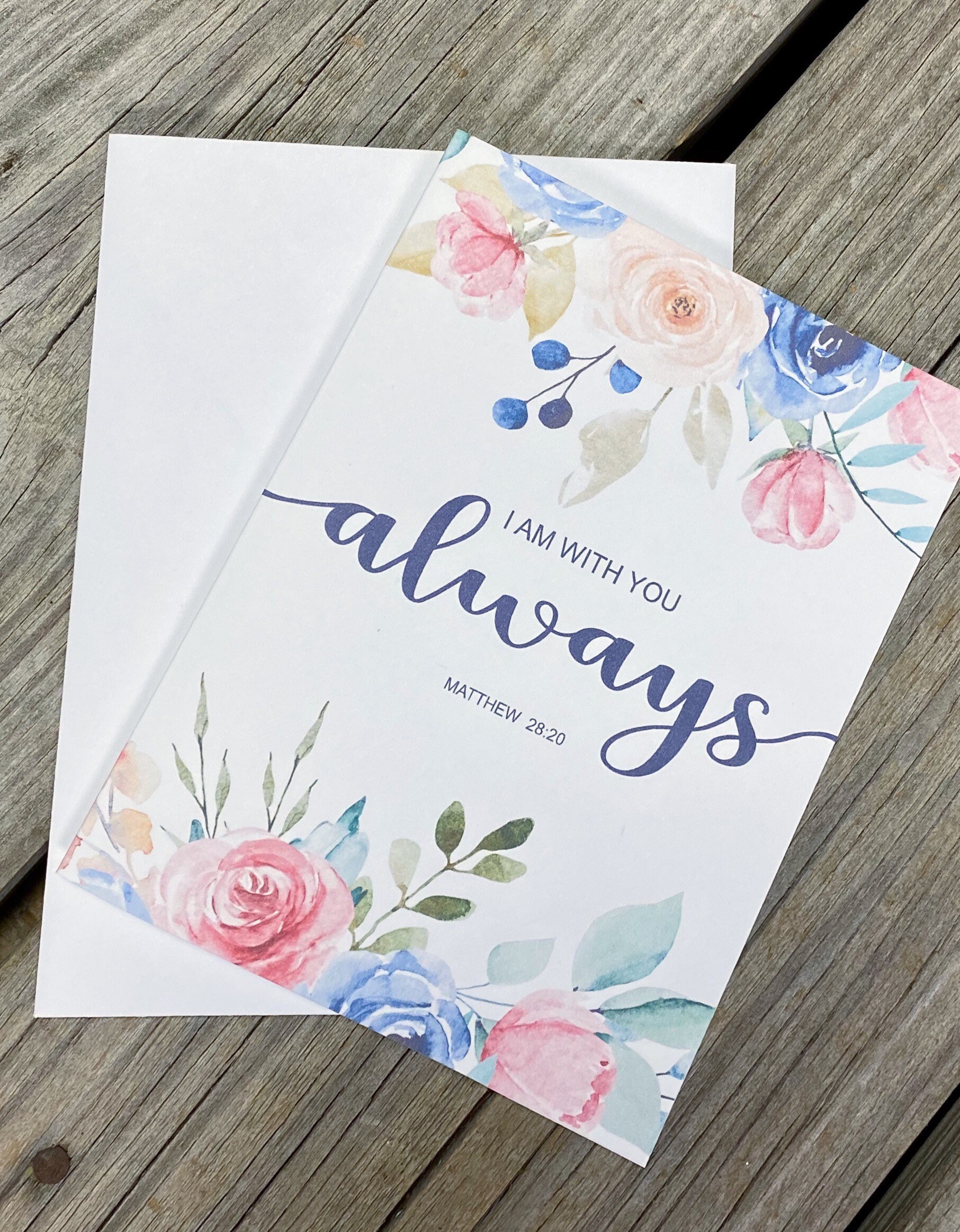 Floral Watercolor Stationery - I Am With You Always - Christian ...