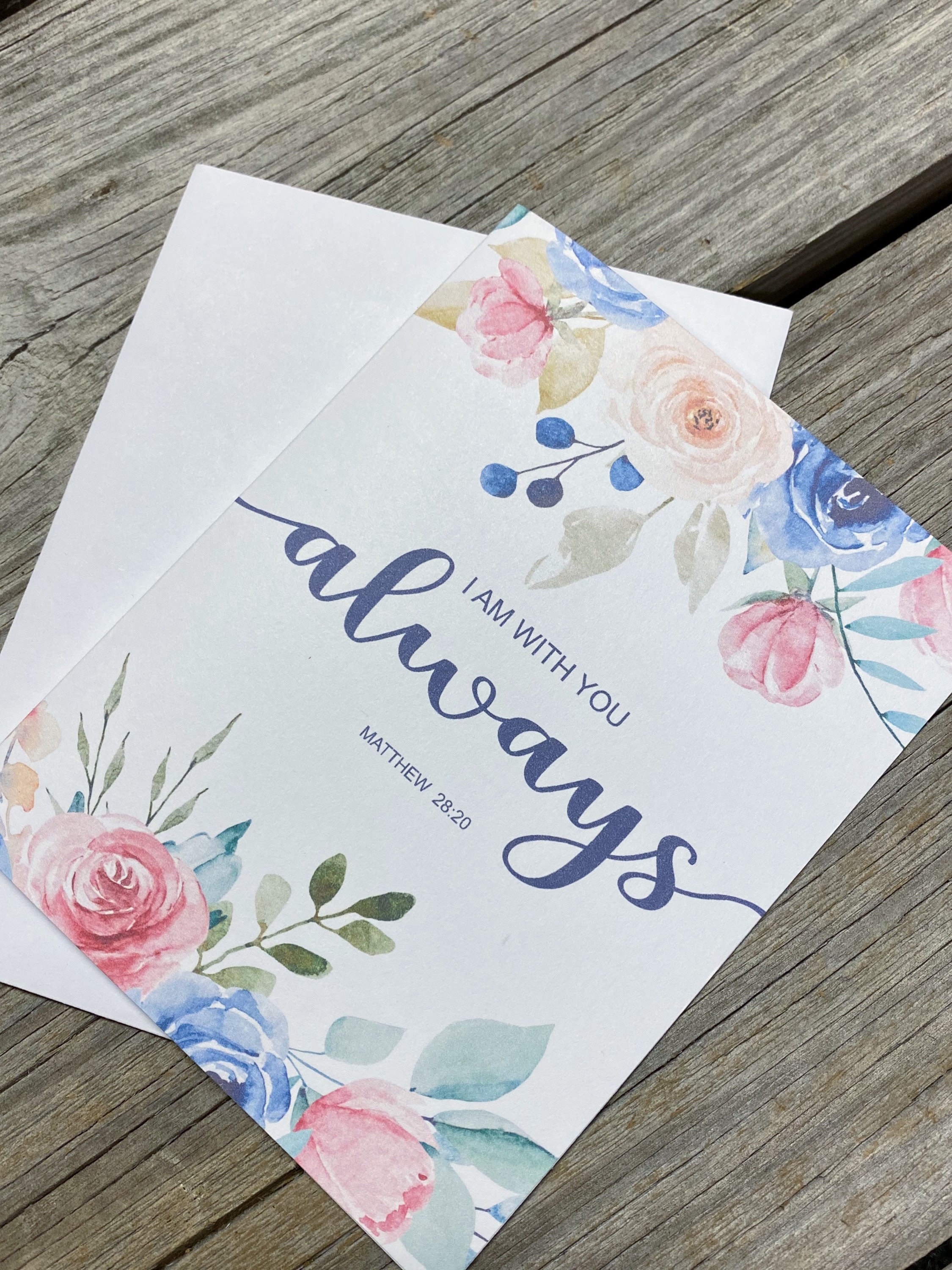 Floral Watercolor Stationery - I Am With You Always - Christian ...