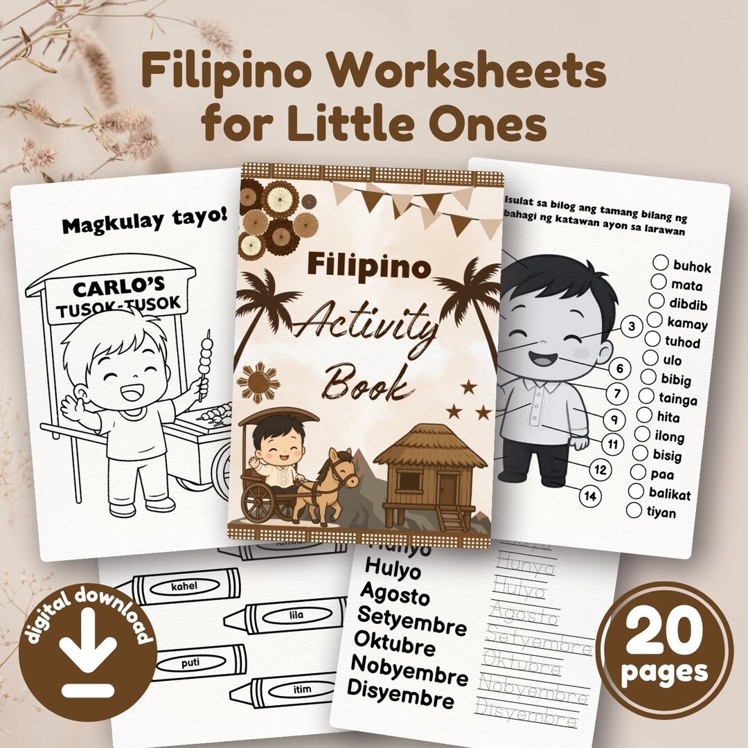 Filipino Activity Book for Little Ones, Worksheets for Pre-school and ...