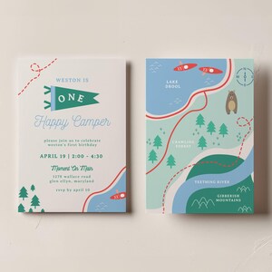 One Happy Camper Birthday Invitation | Editable Print and Download | Fun Boy 1st Birthday ...