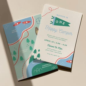 One Happy Camper Birthday Invitation | Editable Print and Download | Fun Boy 1st Birthday ...