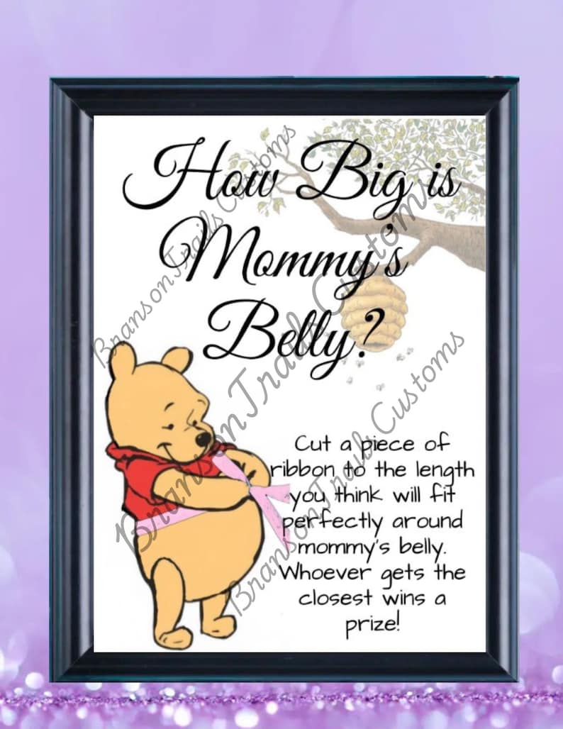 Pooh Bear "how Big is Mommy's Belly" (digital Download) Baby Shower ...