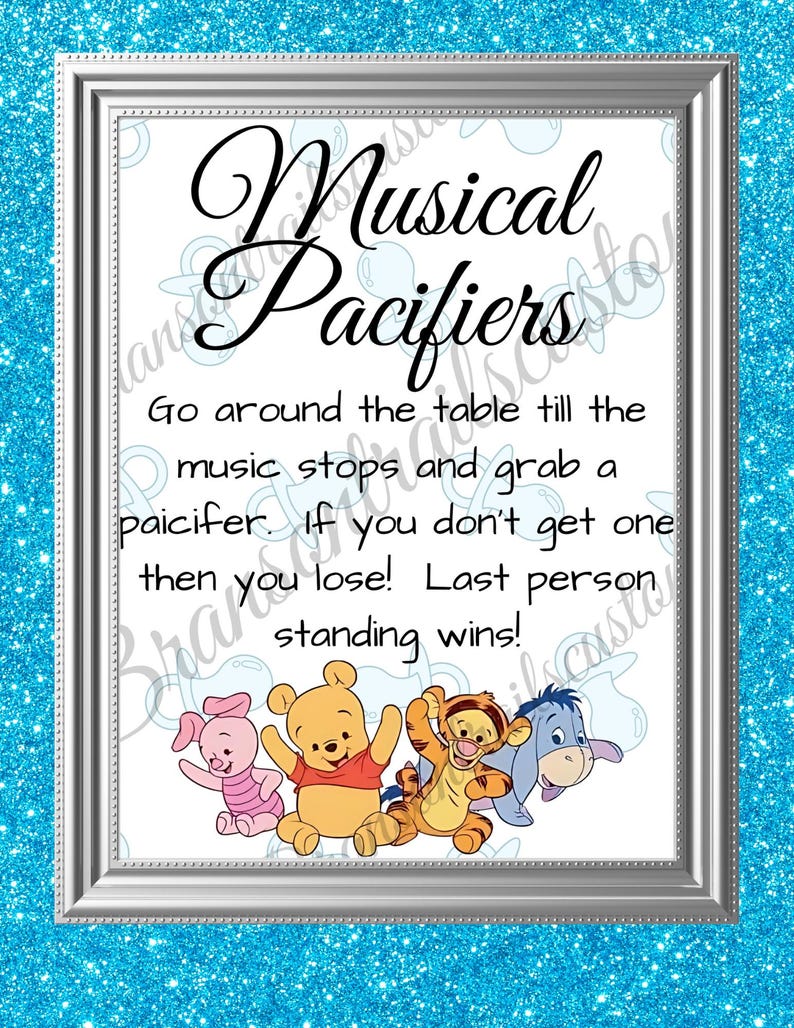 Musical Pacifiers Game Sign (digital Download) Winnie the Pooh and ...