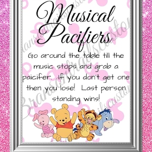 Musical Pacifiers Game Sign (digital Download) Winnie the Pooh and ...