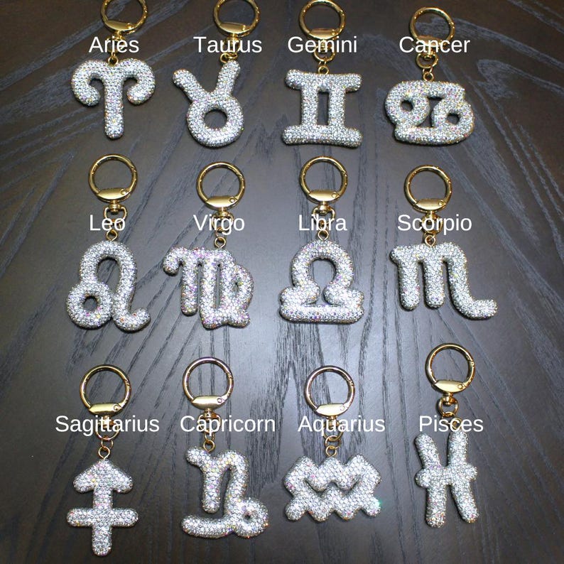 Bedazzled Zodiac Bag Charms - Etsy
