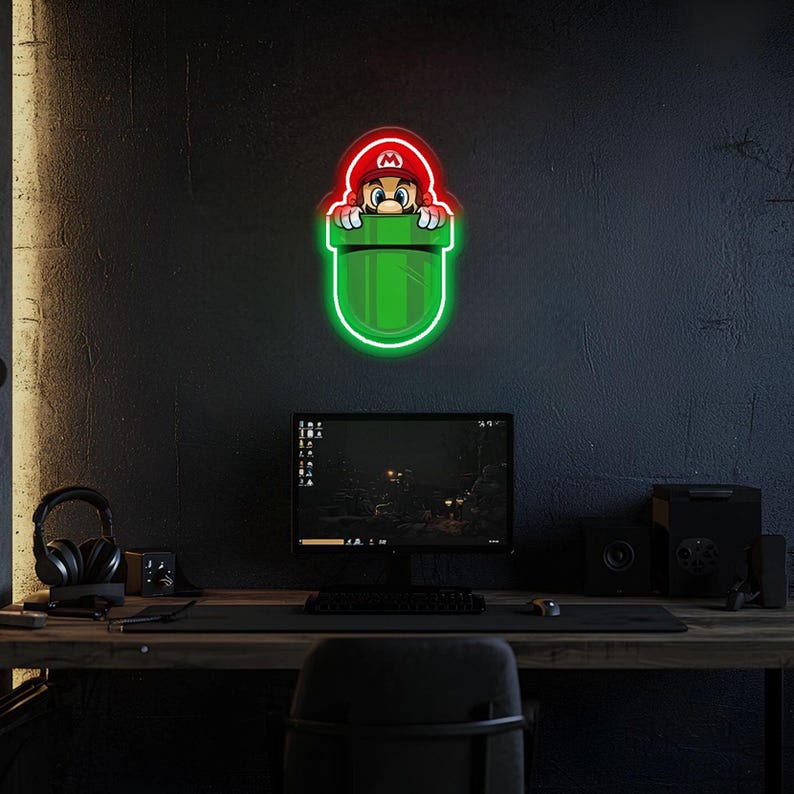 Cartoon Mario Hose Neon Sign,super Mario Led Sign,home Game Room Decor ...