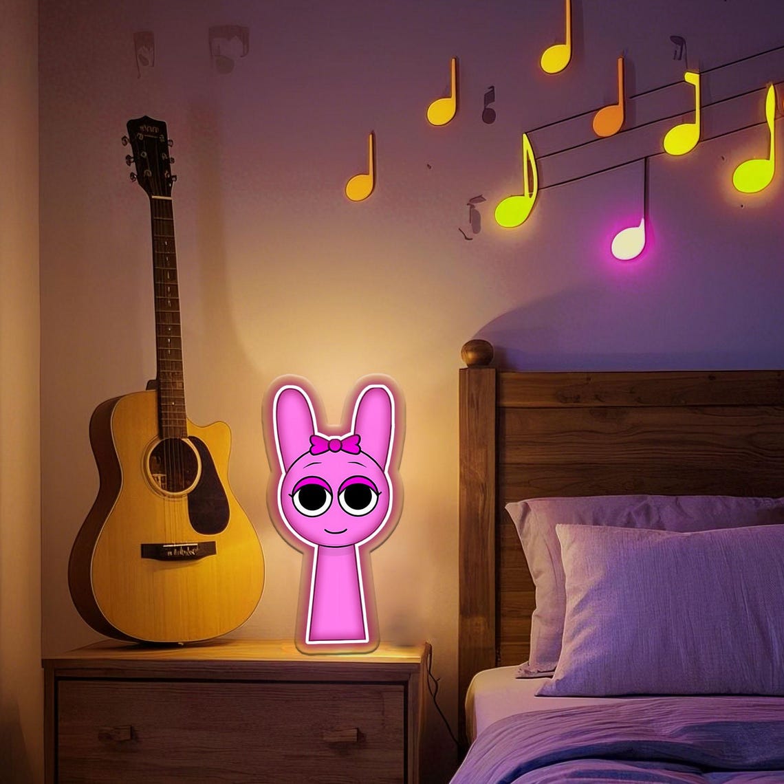 Cartoon Pink Rabbit Neon Sign,bowknot Rabbit Pinki Neon Light,gift for ...