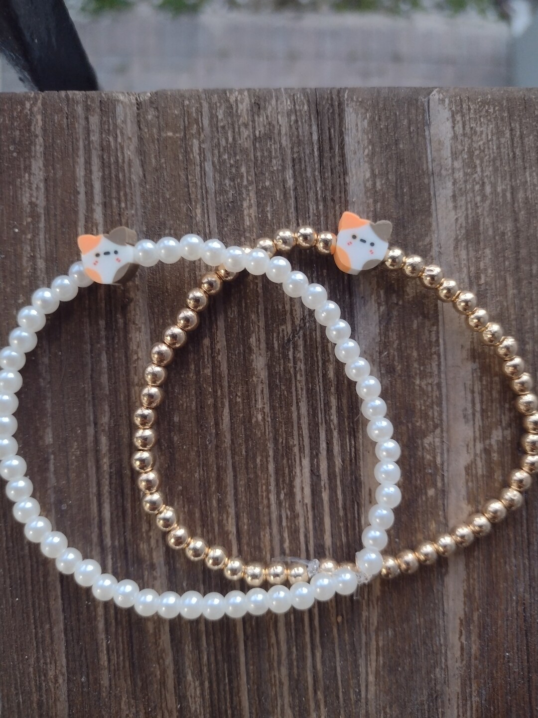 Pearl Bracelet Calico Cat Clay Bead - Etsy