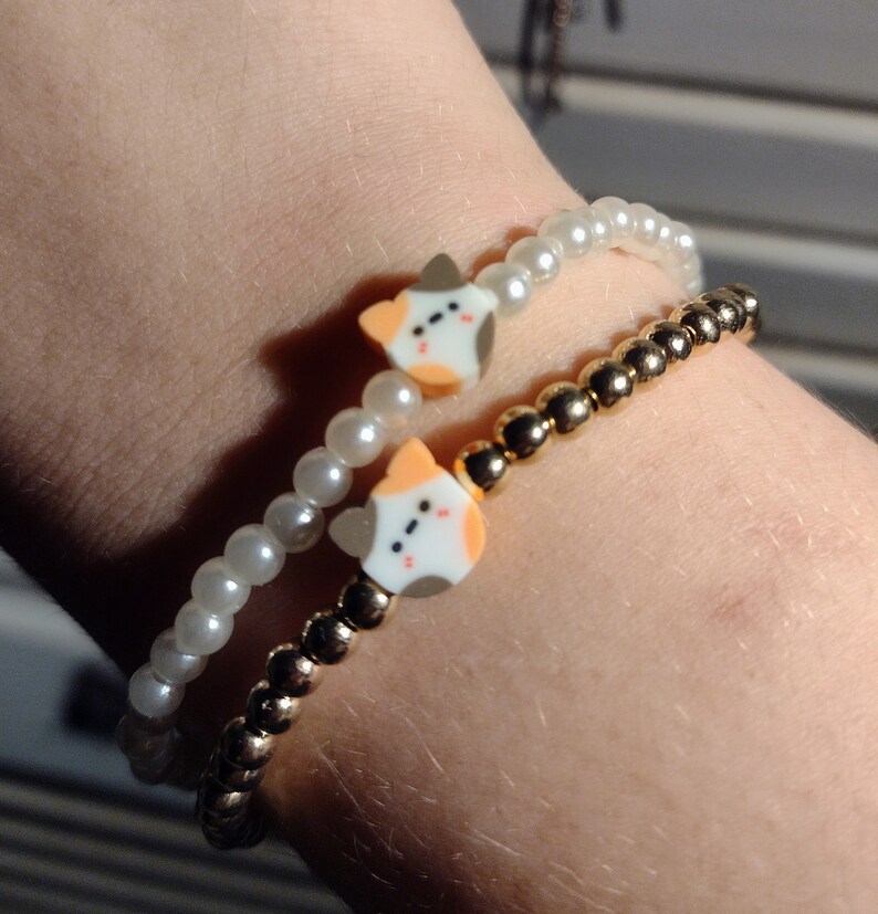 Pearl Bracelet Calico Cat Clay Bead - Etsy
