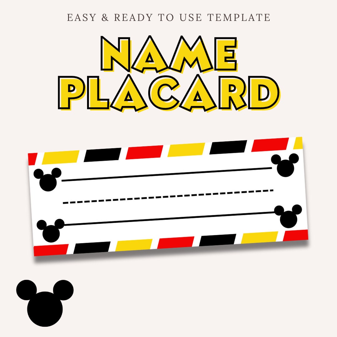 Mickey Mouse Student Name Placard Template - Etsy