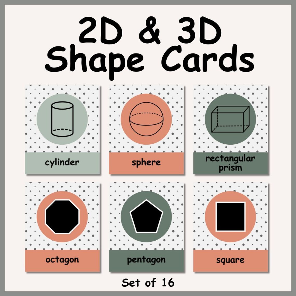 2D & 3D Shape Cards for Classroom - Etsy