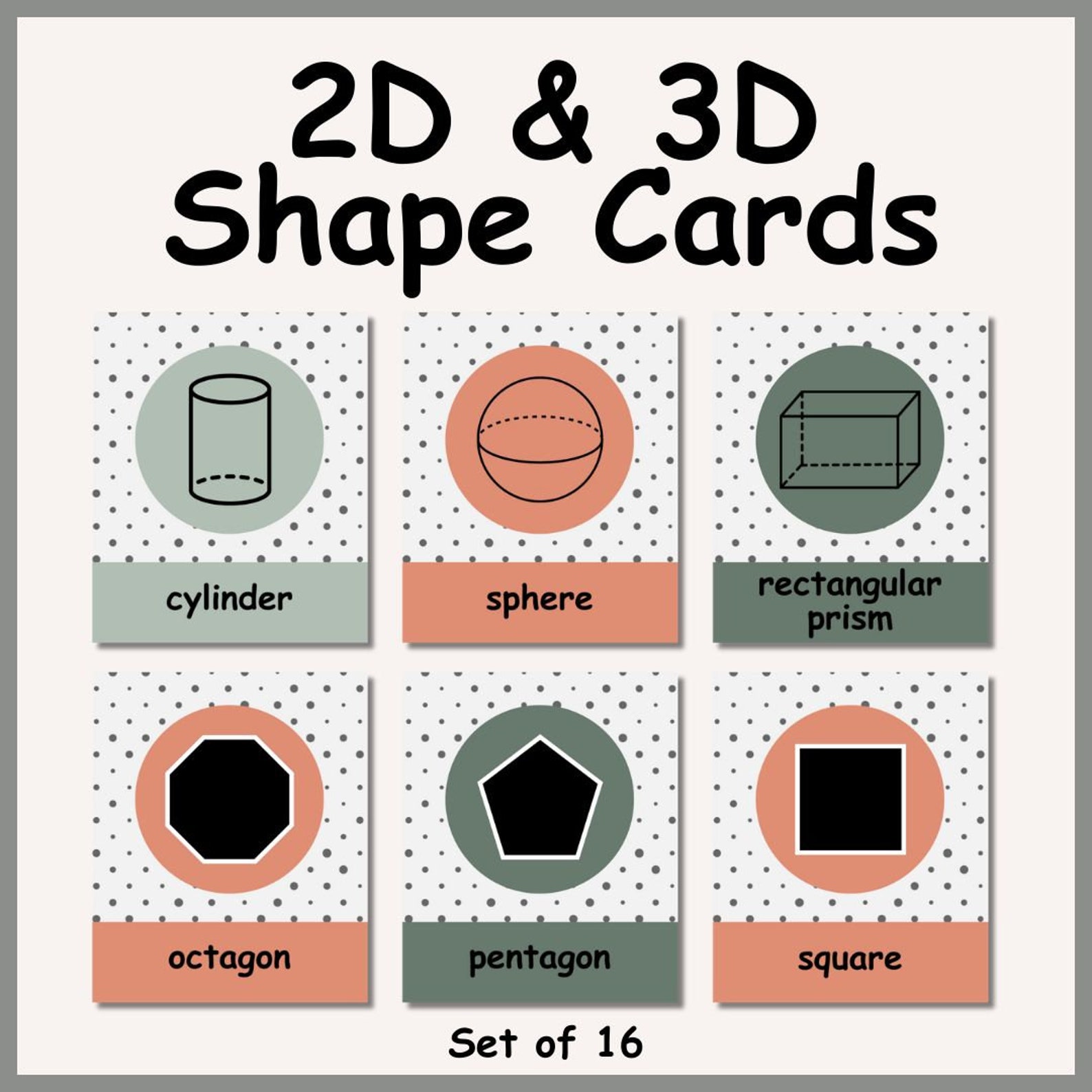 2D & 3D Shape Cards for Classroom - Etsy Canada