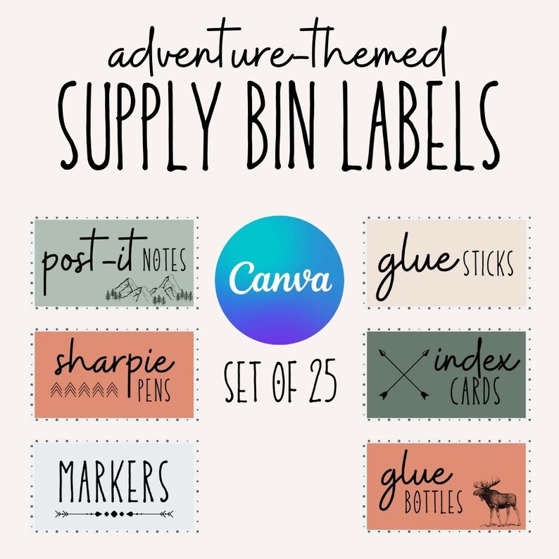 Classroom Supply Bin Labels - Adventure Themed Templates (set of 25) - Etsy