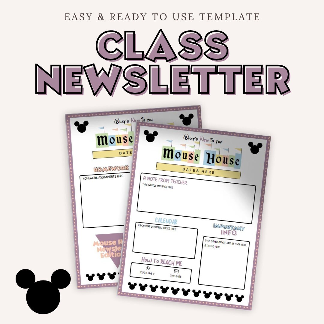 Mickey Mouse Theme Classroom Newsletter Template - Etsy
