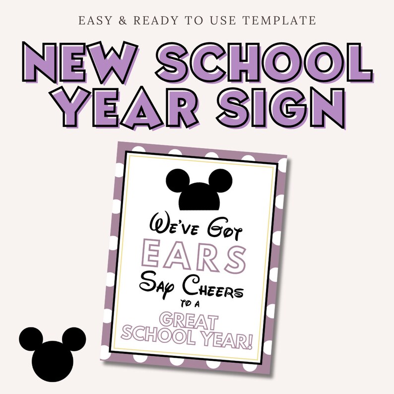 Mickey Mouse Cheers to a New School Year Sign - Etsy