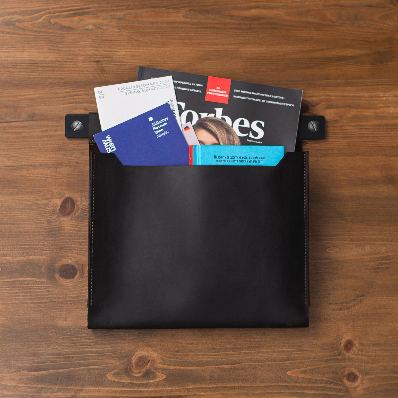 Office Wall Storage, Leather Hanging Wall Pouch, Wall Hanging Organizer ...