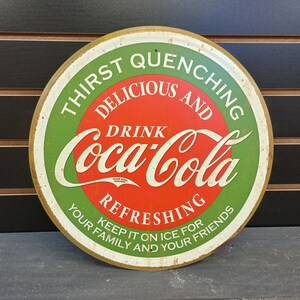 12 Round Keg Label Coca Cola Tin Sign Soda Pop Advertising Signs Retro ...