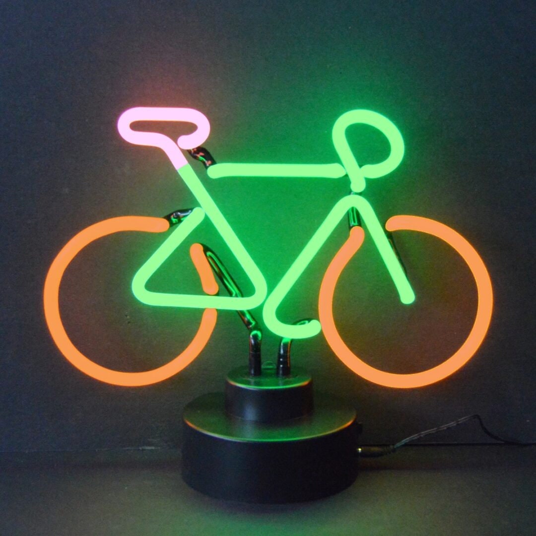 Bicycle Neon Sign AUTHENTIC GLASS NEON Sculpture Light up Shelf Decor ...