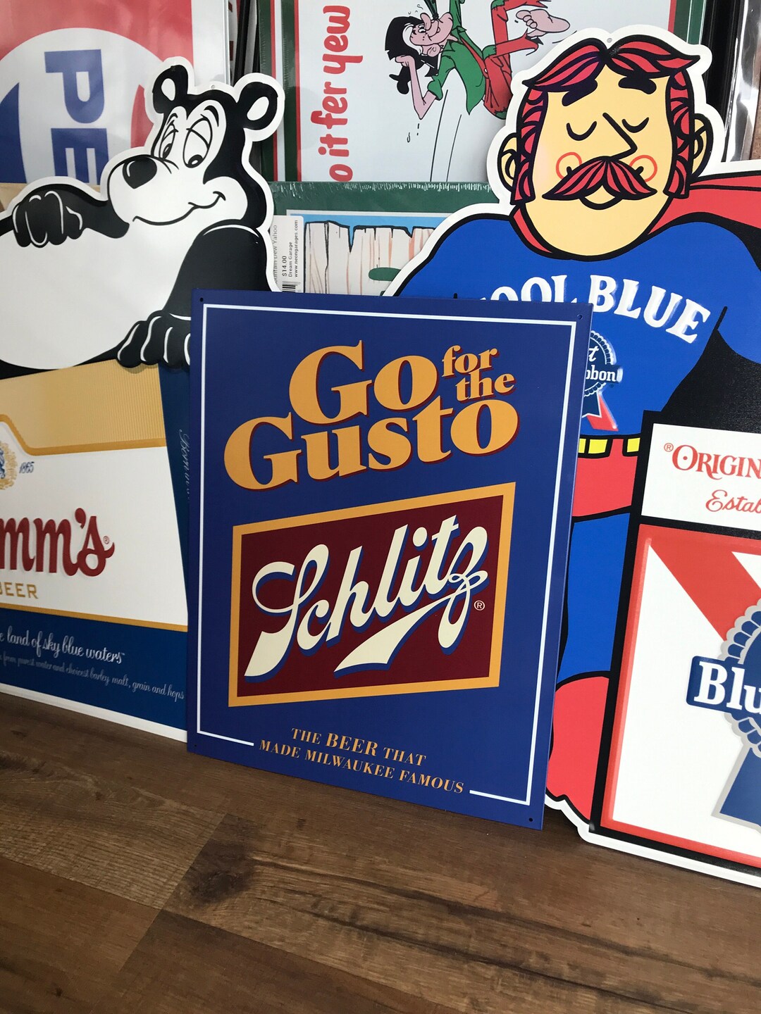 Schlitz Beer Tin Sign Go for the Gusto Beer That Made Milwaukee Famous ...