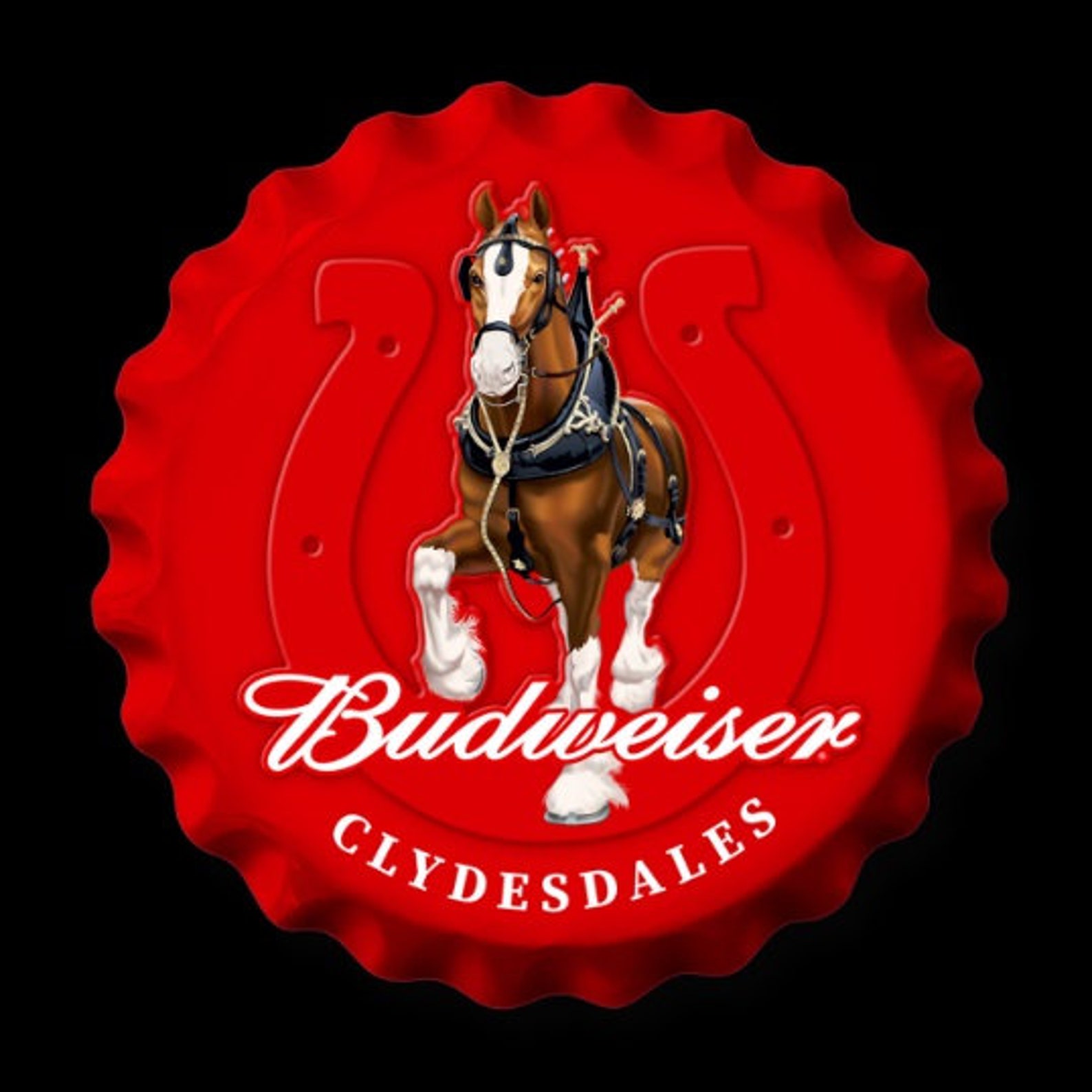 18 Budweiser Clydesdales Beer Bottle Cap Sign Anheuser Busch Beers Bar ...