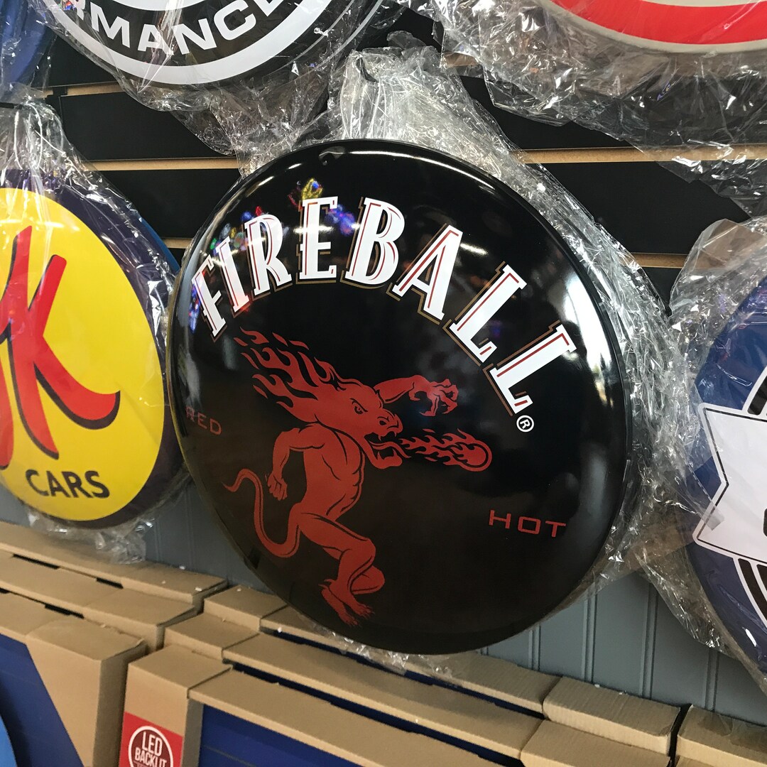15 Fireball Whisky Metal Dome Sign Curved Home Bar Wall Decor Bar ...