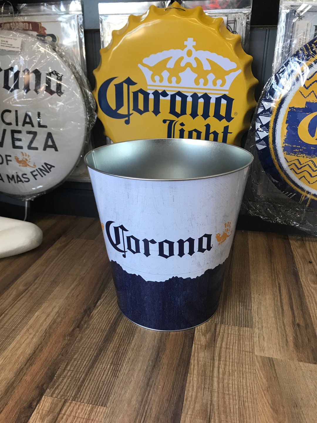Corona Beer Small Trash Can Home Bar Decor Small Metal Garbage Can ...