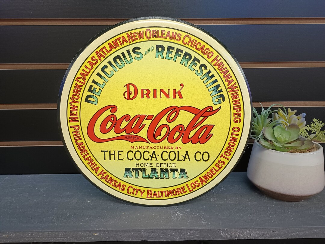 12 Round Keg Label Coca Cola Tin Sign Soda Pop Advertising Signs Retro ...