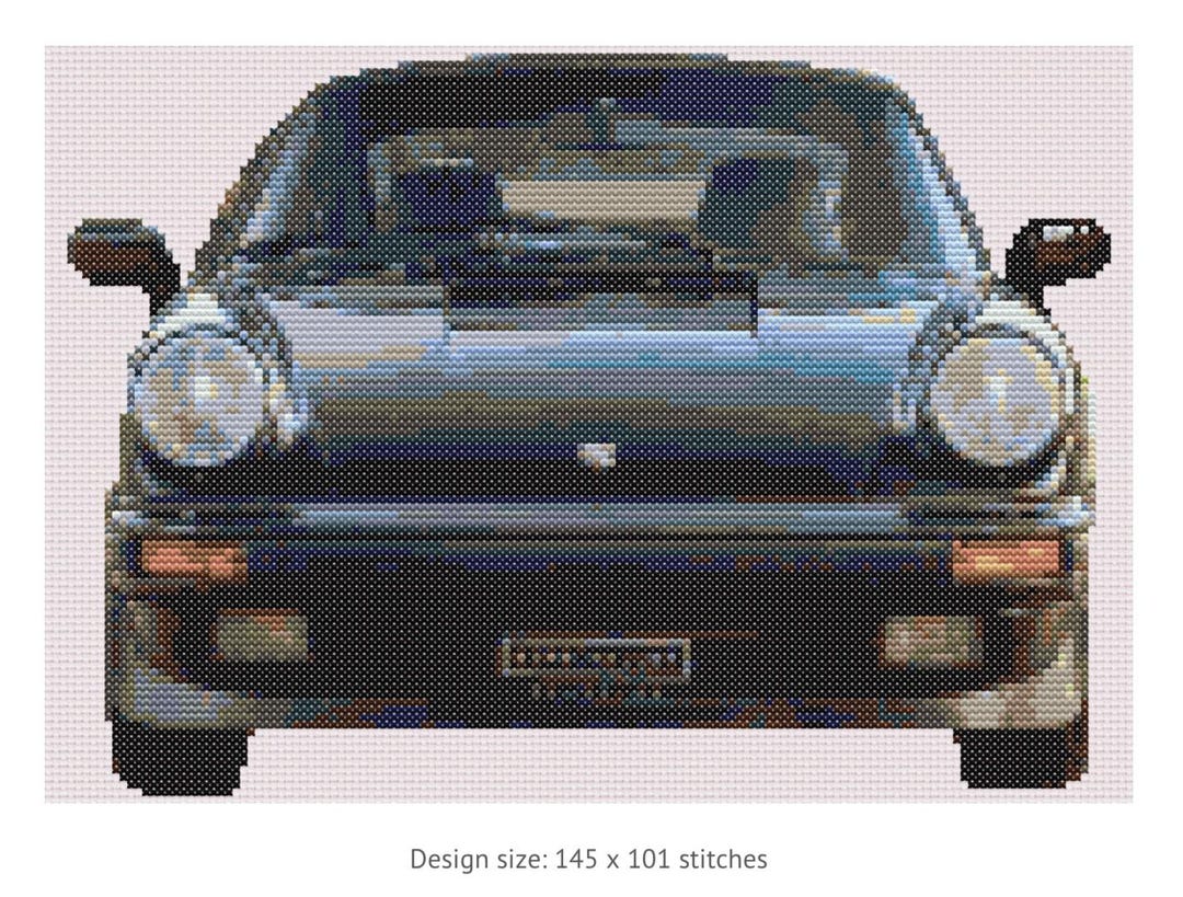 Car Cross Stitch Pattern, Black Classic Porsche - Etsy
