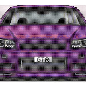 Car Cross Stitch Pattern, Skyline R34 GTR - Etsy