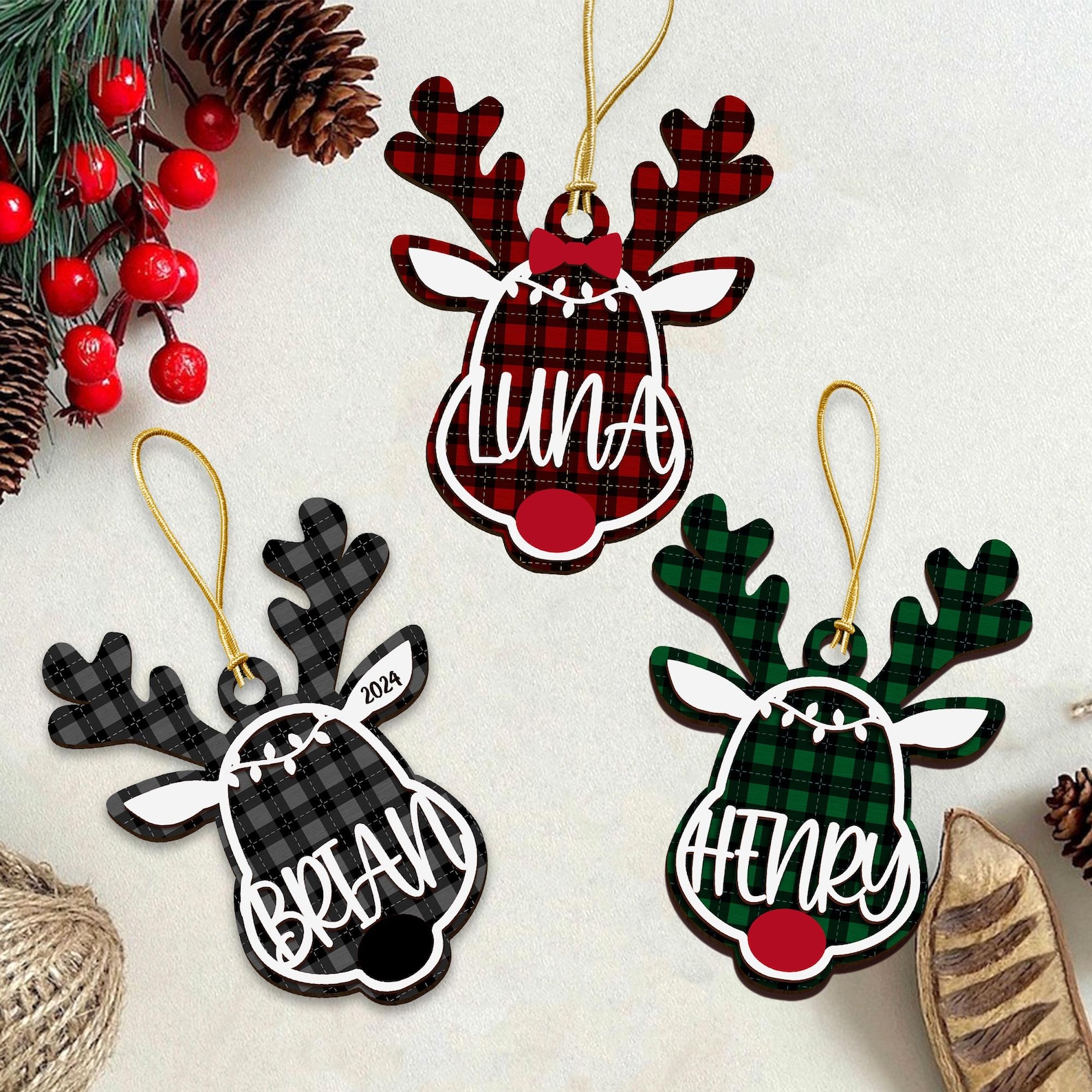 Personalized Reindeer 2024 Ornament| Custom Kids Christmas Ornament ...
