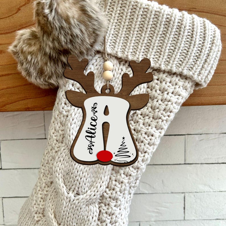 Personalized Reindeer Retro Letter Ornaments, Reindeer Letter Ornaments ...