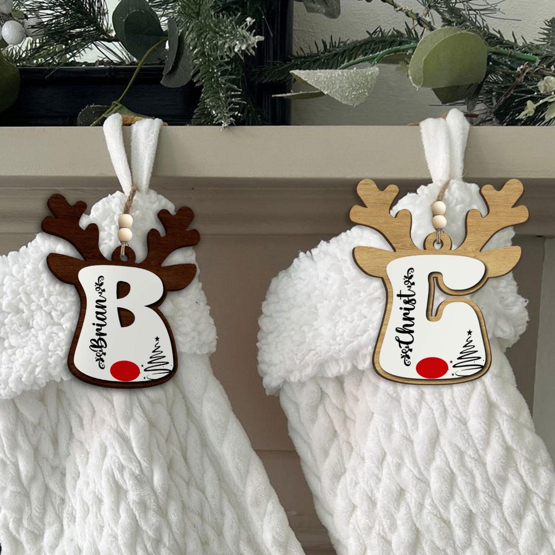Personalized Reindeer Retro Letter Ornaments, Reindeer Letter Ornaments ...