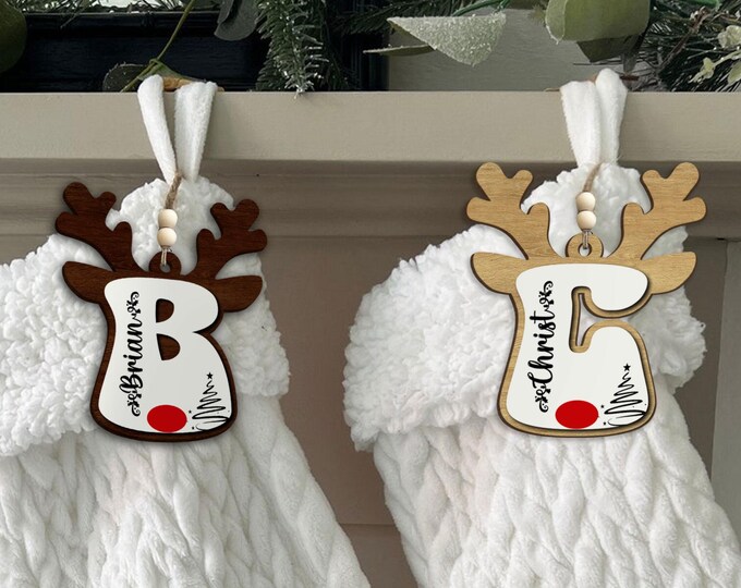 Personalized Reindeer Retro Letter Ornaments, Reindeer Letter Ornaments ...