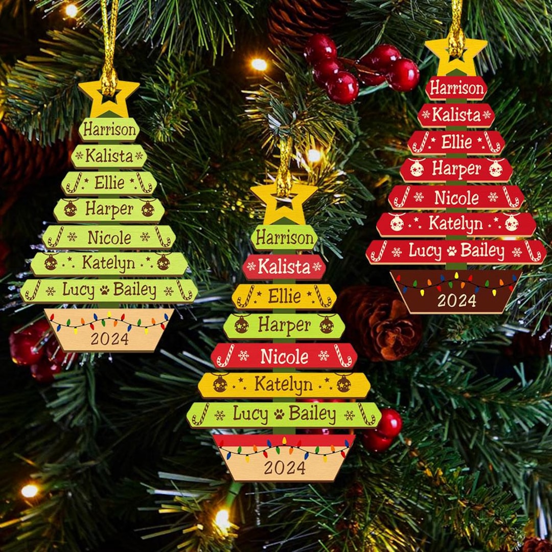 Custom Christmas Tree Ornament With Family Names, Family Christmas ...