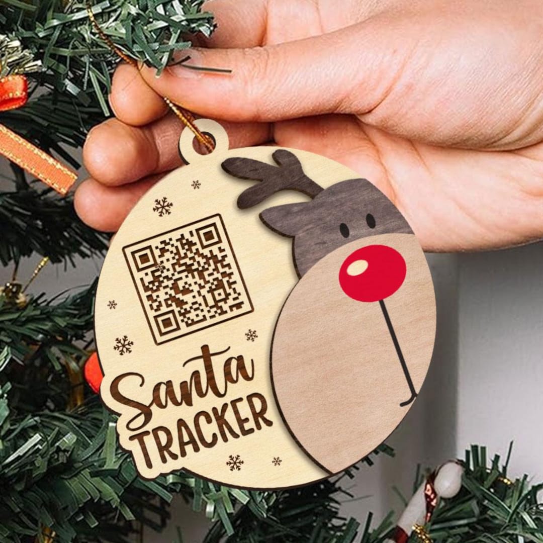 Custom Christmas Santa Tracker QR Code Ornament With Adorable Reindeer ...